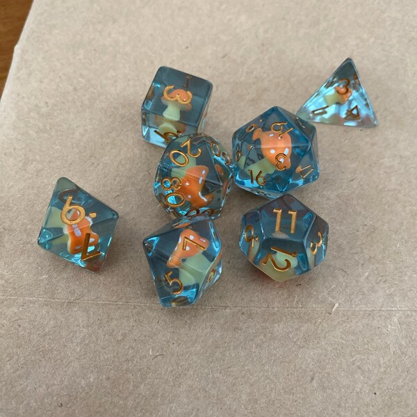 Jungle Fire Dice Set Sharp Edge Resin Dice for D&D / Dungeons and ...