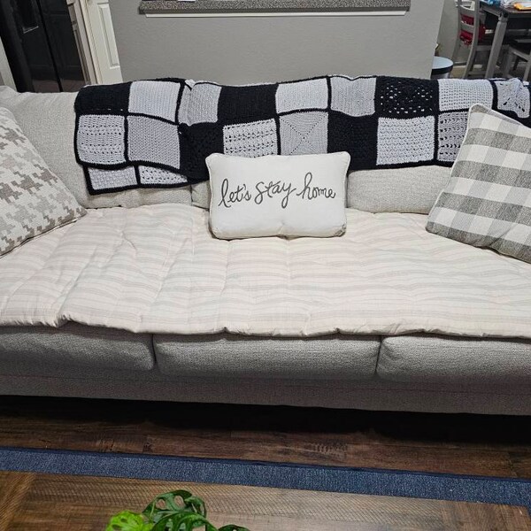 Linen Sofa Topper Couch Cover Pet Friendly Custom Size Handmade Couch ...