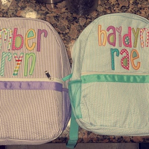 Monogram Applique School Backpack Personalized Bookbag - Etsy