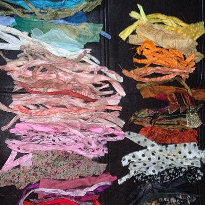 Recycled Sari Silk Ribbon Short Scraps Multi Colored Sari Ribbon ...