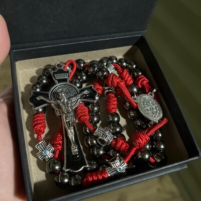 Indestructible Rosary Heavy-duty Gunmetal Beads and 2.5 Benedict ...