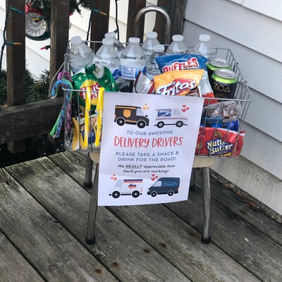 Delivery Driver Snack & Drink Sign, Mail Carrier, Packages, Essential ...
