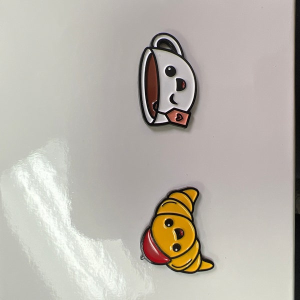 Croissant & Tea Enamel Pin Set of 2 - Soft Enamel Pins - Lapel Pins ...