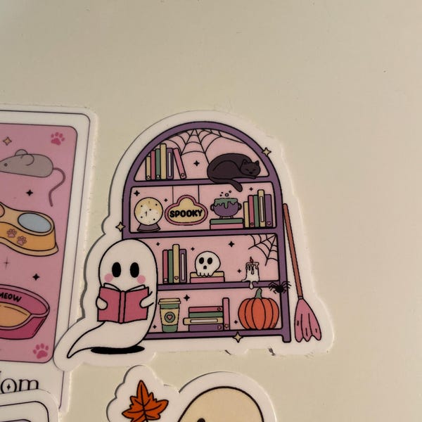 Spooky Ghost Bookshelf Sticker, Bookish, Laptop Stickers, Kindle ...