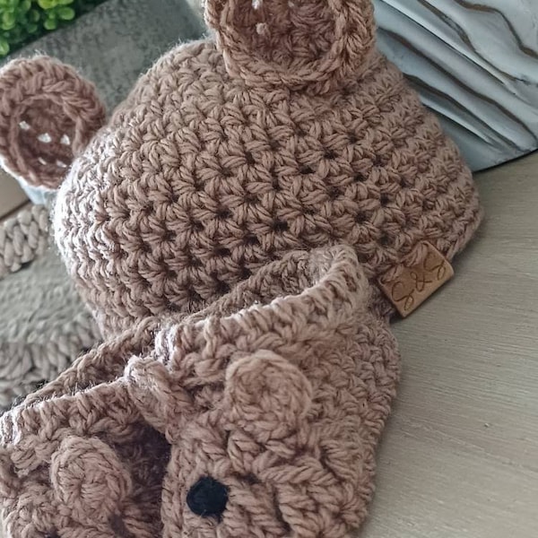 CROCHET PATTERN Baby Bear Hat and Booties Outfit, Photo Prop, Baby ...