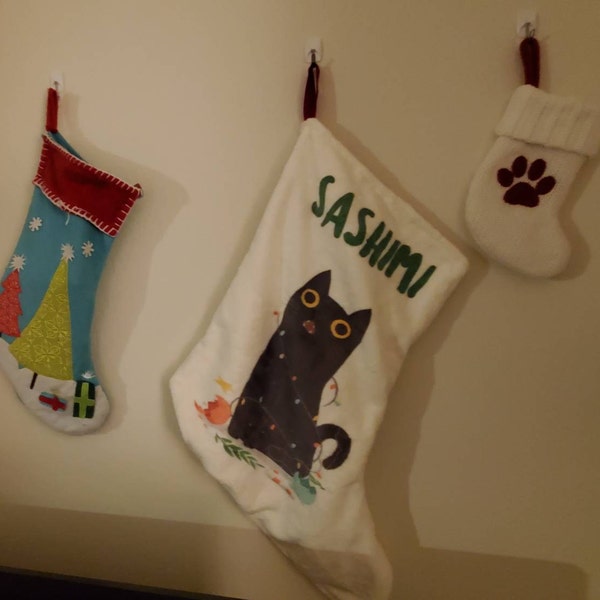 Personalized Cat Christmas Stocking, Jolly Orange Cat Wearing Stocking ...