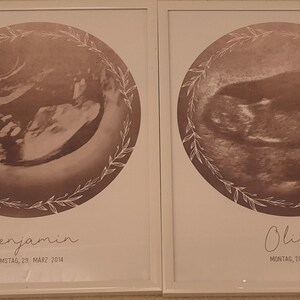 FRAMED Watercolour Baby Scan Print Art, Baby Scan Frame, Baby Shower ...