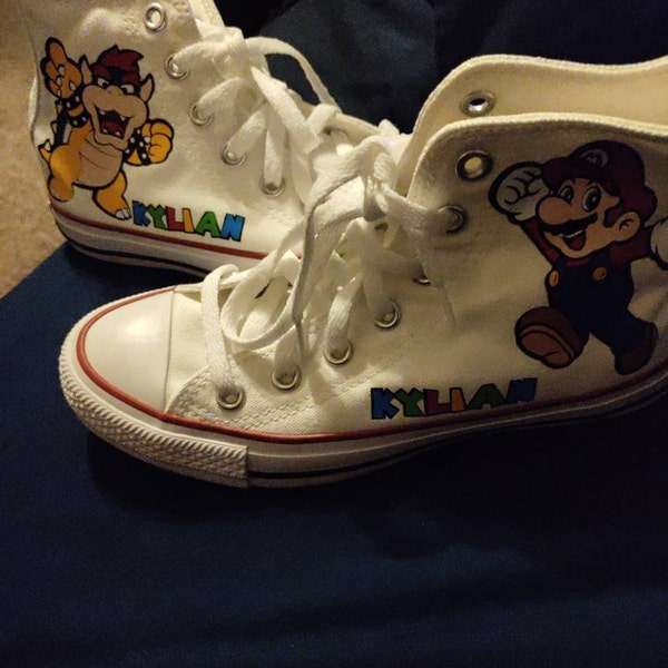 Super Mario Custom Converse, Personalized Mario Sneakers, Gift for ...