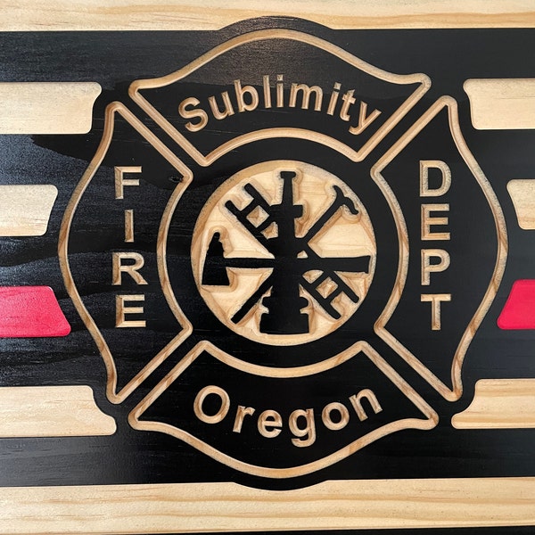 Personalized Fireman Flag, Fire Chief, Wooden Flag, Engraved Flag, Fire ...