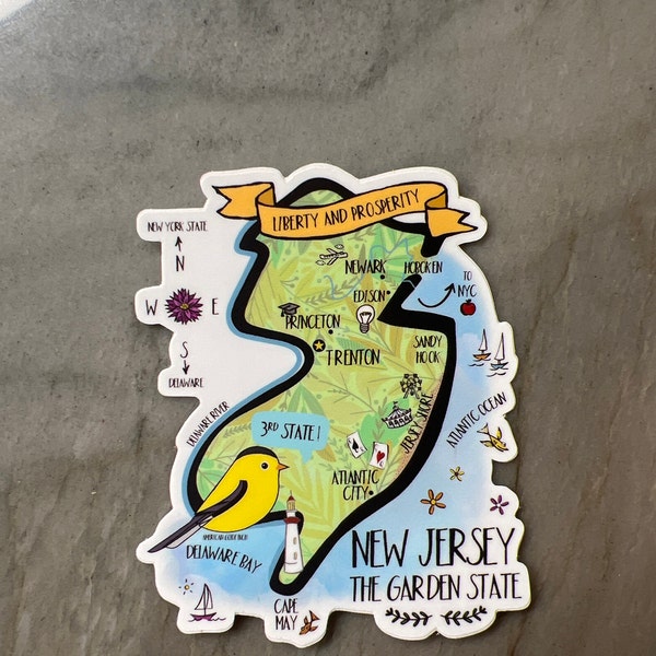 New Jersey State Vinyl Sticker - Etsy