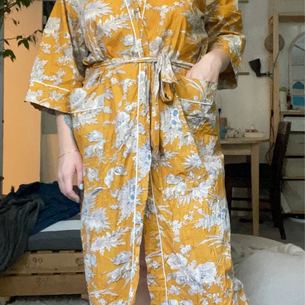 100% Cotton Velvet Beautifully Printed Kimonos/ Robe/ Lounge Wear ...
