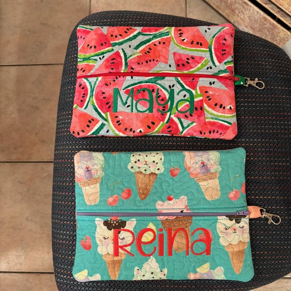 Personalized Pencil Pouch Girls Zippered Case Girly Artsy Accessory ...