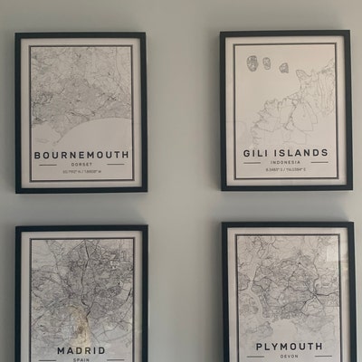 Custom City Map Prints, Personalised Bundle Gallery Wall, City Poster ...