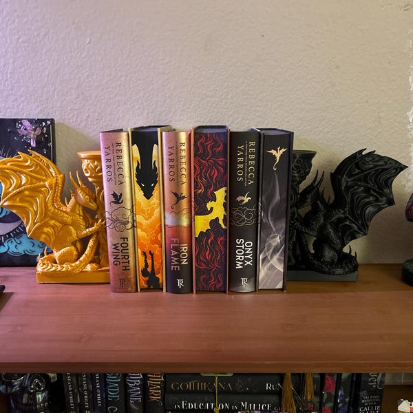 Dragon Book End Set for Fantasy Lovers | Heavy Book End | Fourth Wing ...