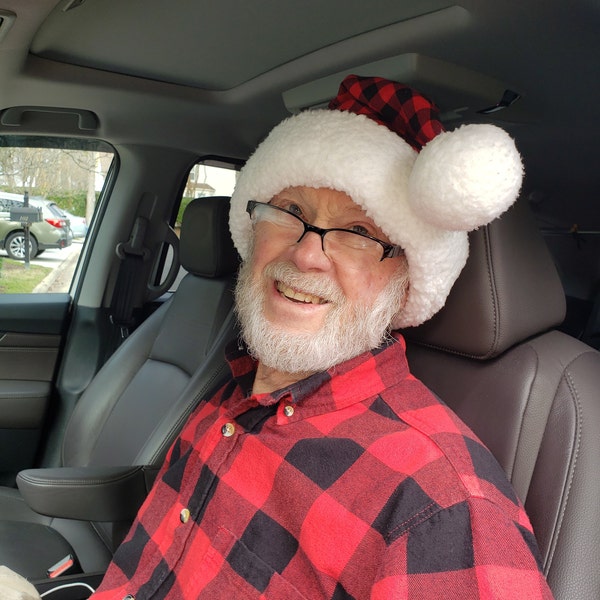 Red Plaid Flannel Santa Hat, Dark Red, Black and Green Tartan Plaid ...