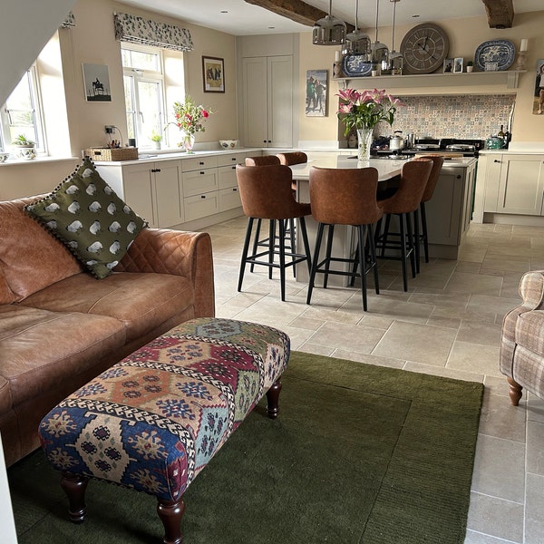 NEW Handmade Footstool in Warwick Anthropology Fabrics, 3 Colourways, 4 ...
