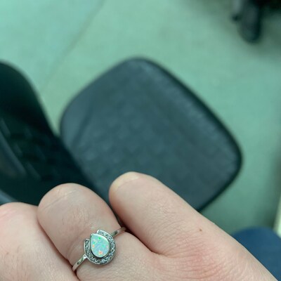 Vintage Sterling Silver White Opal & White Topaz Horse Shoe Ring Size 8 ...