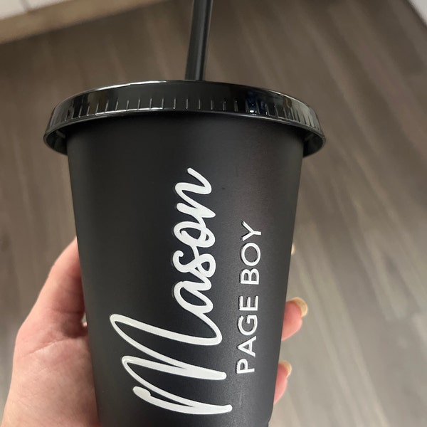 Personalised Page Boy Tumbler - Custom Name Cup With Straw - Wedding ...