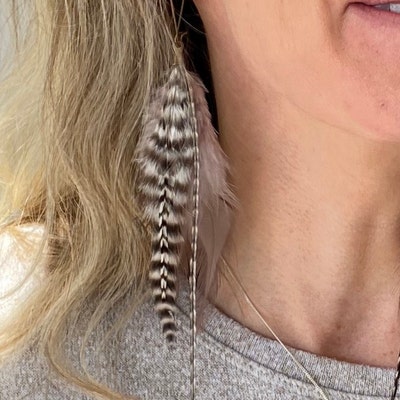 YUMMY SILVER Skinny Feathers 5 Beads Long Hair Feathers - Etsy