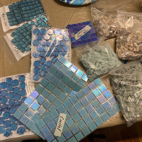 20mm Iridescent Pale Aqua Glass Stix 50g 25pc//mosaic Tiles//mosaic ...