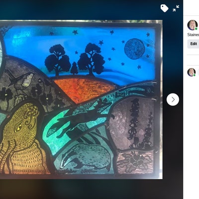 Stained Glass French Bulldog on a Pier With Beach Huts. Hand Painted ...