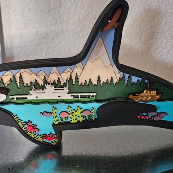 Digital File - 7 Layer Orca Whale Art Piece - Glowforge - SVG - PDF ...