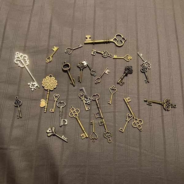 Silver & Brass Replica Vintage Keys Skeleton Key Antique Gate Church ...