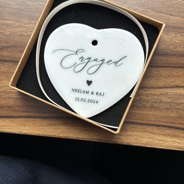 Engagement Gift | Engaged Ceramic Hanging Keepsake | Personalised ...