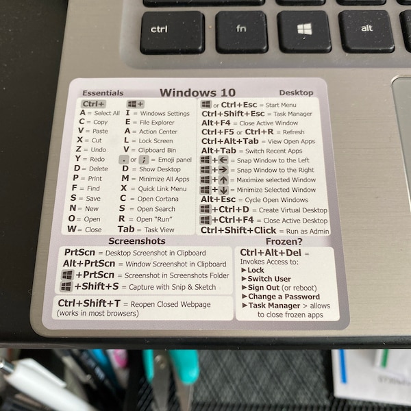 Windows PC Reference Guide Keyboard Shortcut No-residue Laminated Vinyl ...