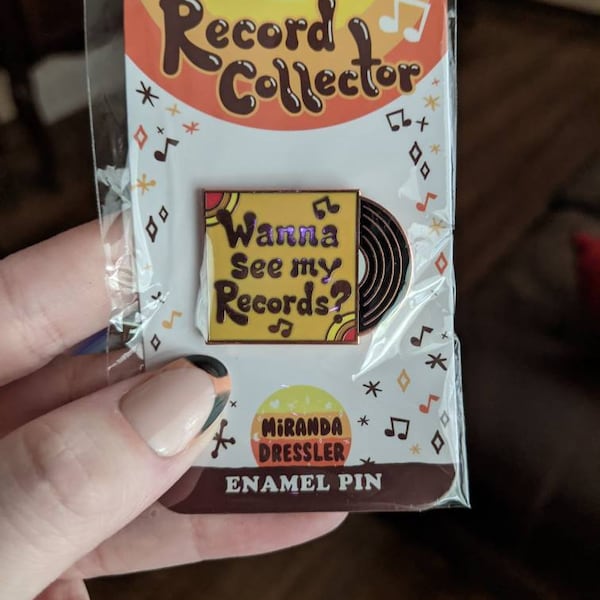 Record Collector Retro Enamel Pin - Etsy