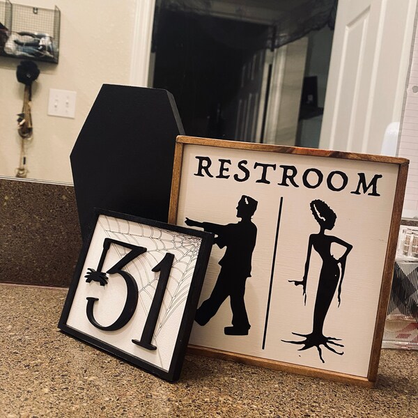 Halloween Decor | Restroom Sign | Horror | Frankenstein Restroom ...