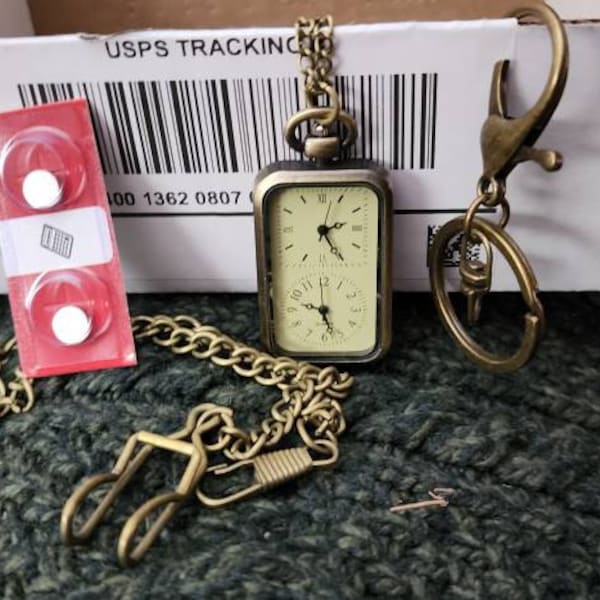 Vintage Look Dual Time Zone Pendant Watch - Brass Necklace, Retro ...