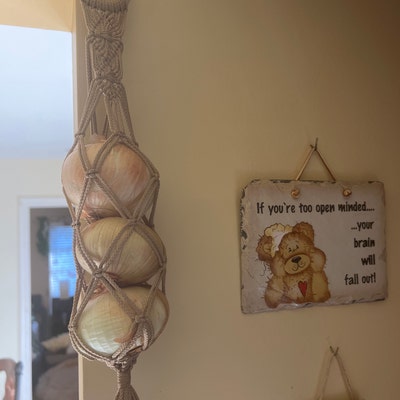 MACRAME PRODUCE SLEEVE, Fruit Hanger, Macrame Garlic Stocking, Hanging ...