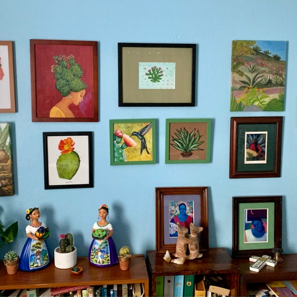 Nopalito Y Colibri Art Print, Nopal Art, Mexican Art, Mexican Art Decor ...