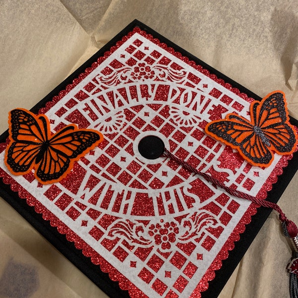 CUSTOM Grad Cap Art - Personalized, Custom Color, Papel Picado Inspired ...