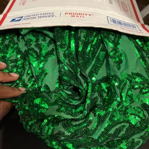 Kelly Green Heavy Beaded Sequins Rhinestones Embroidery Bridal - Etsy