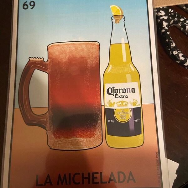 La Michelada Mexican Lottery Game Card - Beer Poster- Mexican Bingo Art ...