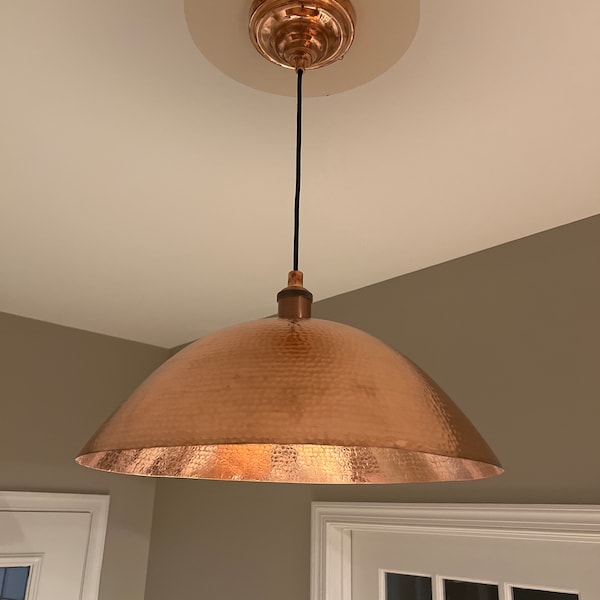 Copper Light Fixture, Hammered Solid Copper Dome Pendant Light, Ceiling ...