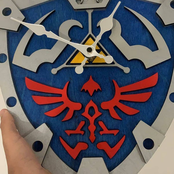 Zelda Wall Clock Link's Hylian Shield Unique Personalized Custom Wooden ...