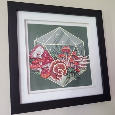 D20 Mushroom Terrarium Dungeons and Dragons 7x7 Print - Etsy