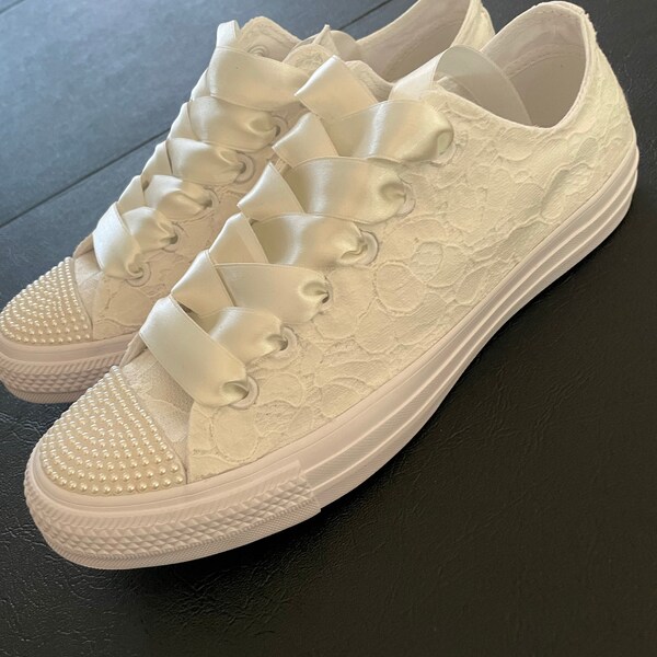 Personalized Ivory Wedding Converse for Bride, Personalised Custom ...