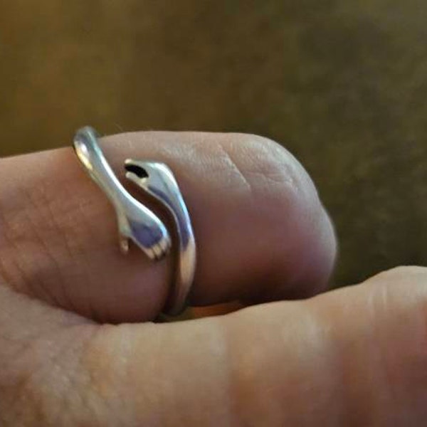 925 Sterling Silver Ring, Dainty Love Hug Ring, Hug Hand Ring, Couple ...