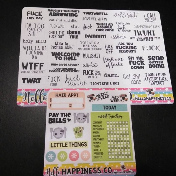 Swear Words and Insults Planner Stickers - Quote Sheet - Etsy
