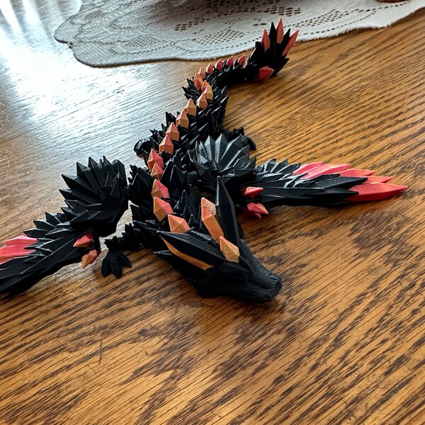 12" Dragon Fidget Toy, Colored 3d Articulated Dragon, Flexible Dragon ...