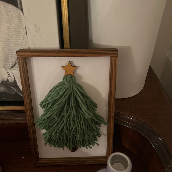 Framed Tassel Christmas Tree, Framed Yarn Tree, Tassel Tree Sign ...