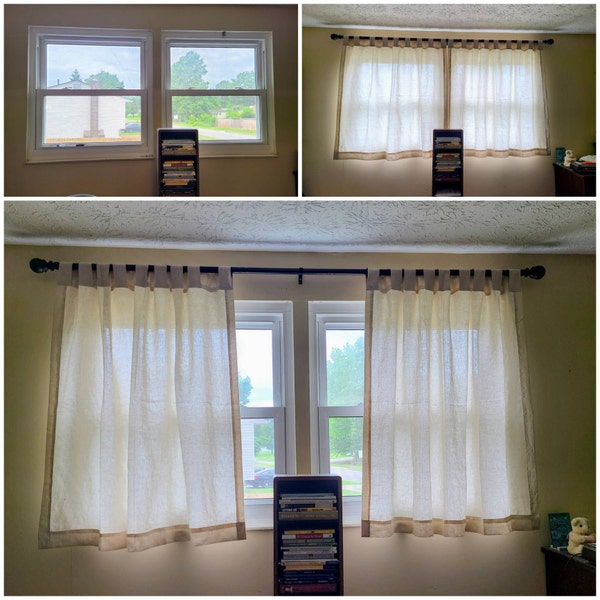 Handmade Linen Cafe Curtains in Custom Sizes, Custom Cafe Curtain Made ...