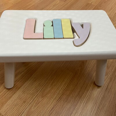 Personalized Puzzle Stool White Finish. - Etsy