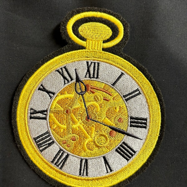 Gold Pocket Watch Iron on Embroidery Patch Mtcoffinz - Choose Size - Etsy