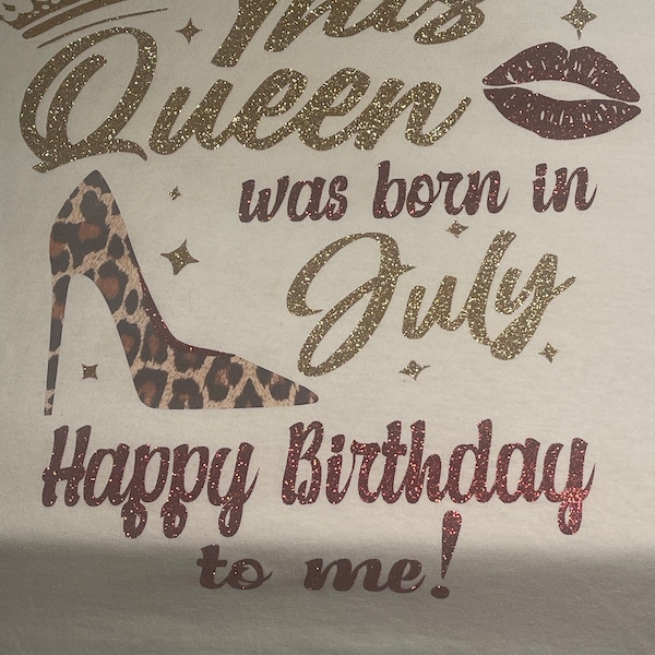 July Birthday Queen SVG PNG: Leopard Heels, Crown Design Cut Files ...