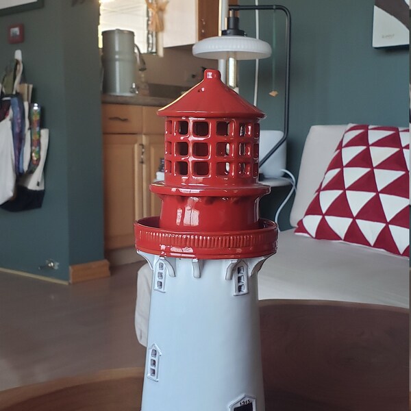 Handmade Ceramic Lighthouse Lindesnes, Tiny Clay Lighthouse, Miniature ...